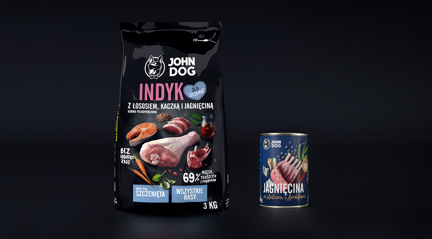 Zestaw indyk, łosoś, kaczka 3 kg i Jagnięcina ze śledziem 0,4 kg ...