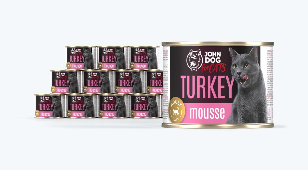 Karma mokra John Dog for Cats mus indyk 12x200g i torba na catering ...