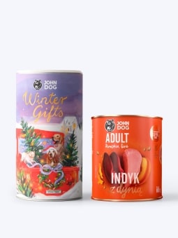 Zestaw Gwiazdkowy prezent dla psa Winter Gifts John Dog i karma mokra ...