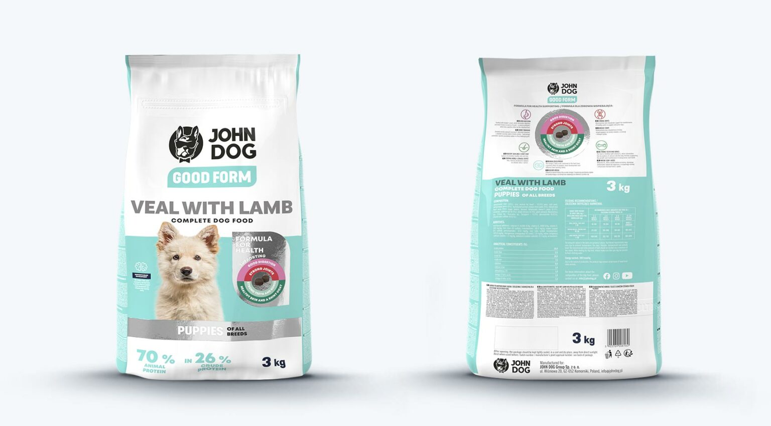 Karma sucha szczeniak - cielęcina z jagnięciną John Dog Good Form ...