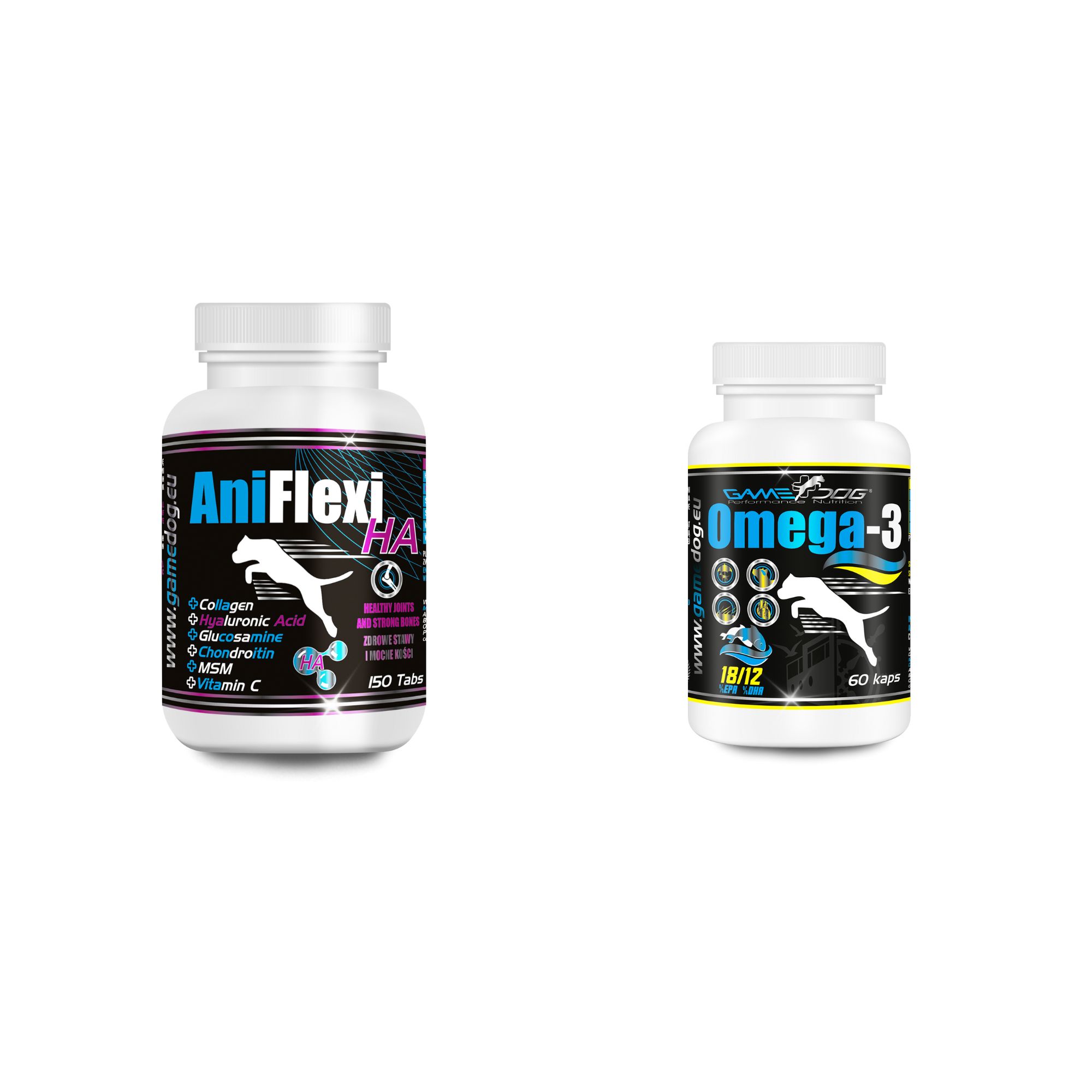 ZESTAW GAME DOG AniFlexi HA 150 tabl. + OMEGA-3 60 KAPS. | sklep John Dog